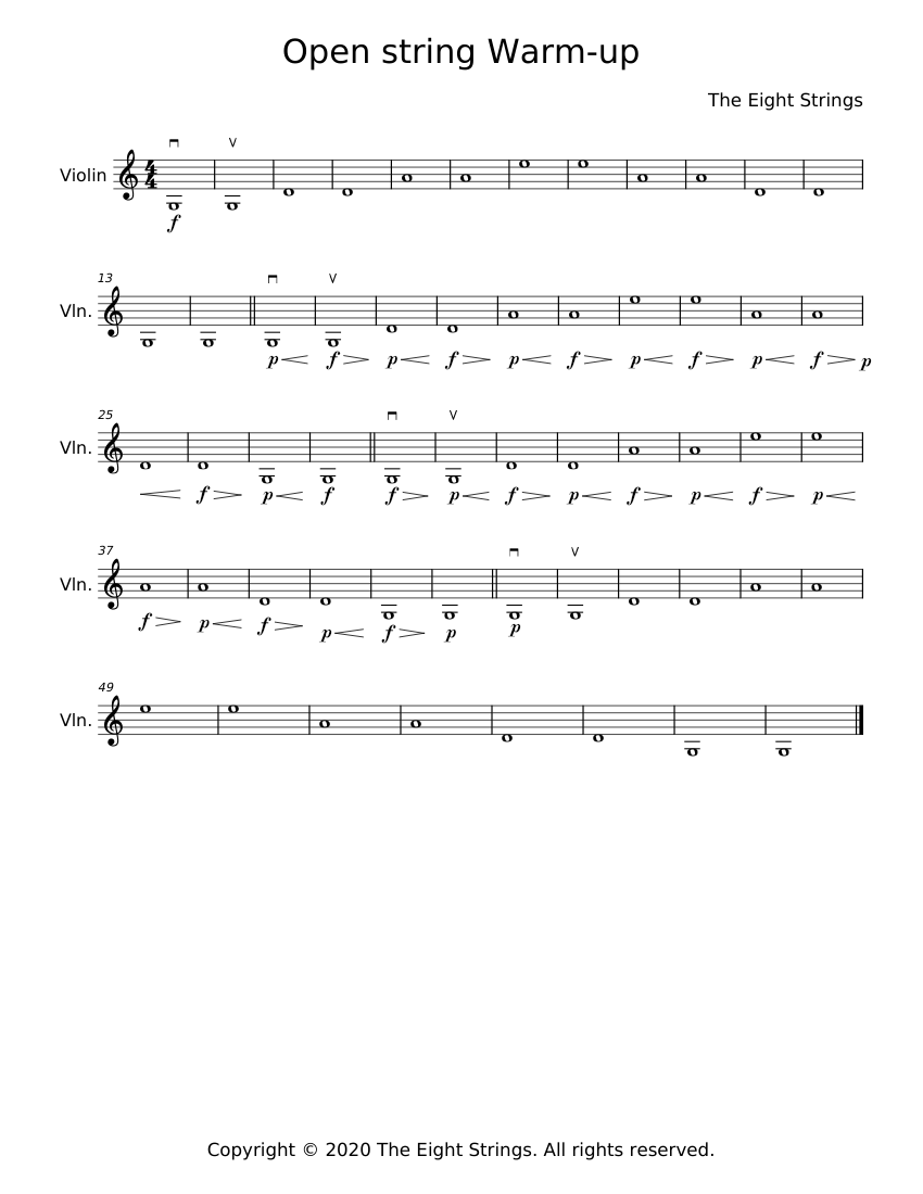 Open string Warm-up - Misc Unsigned Bands Sheet music for Violin (Solo ...