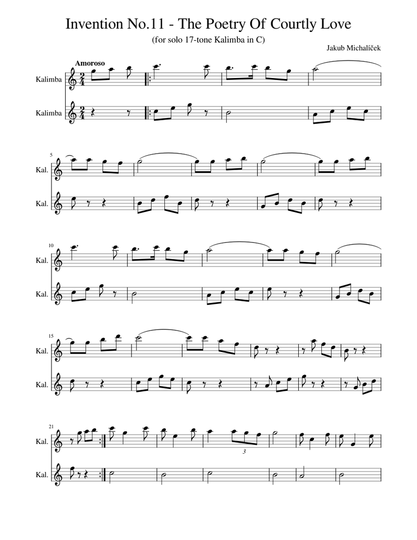 Invention No.11 for Solo Kalimba Sheet music for Kalimba (Percussion ...