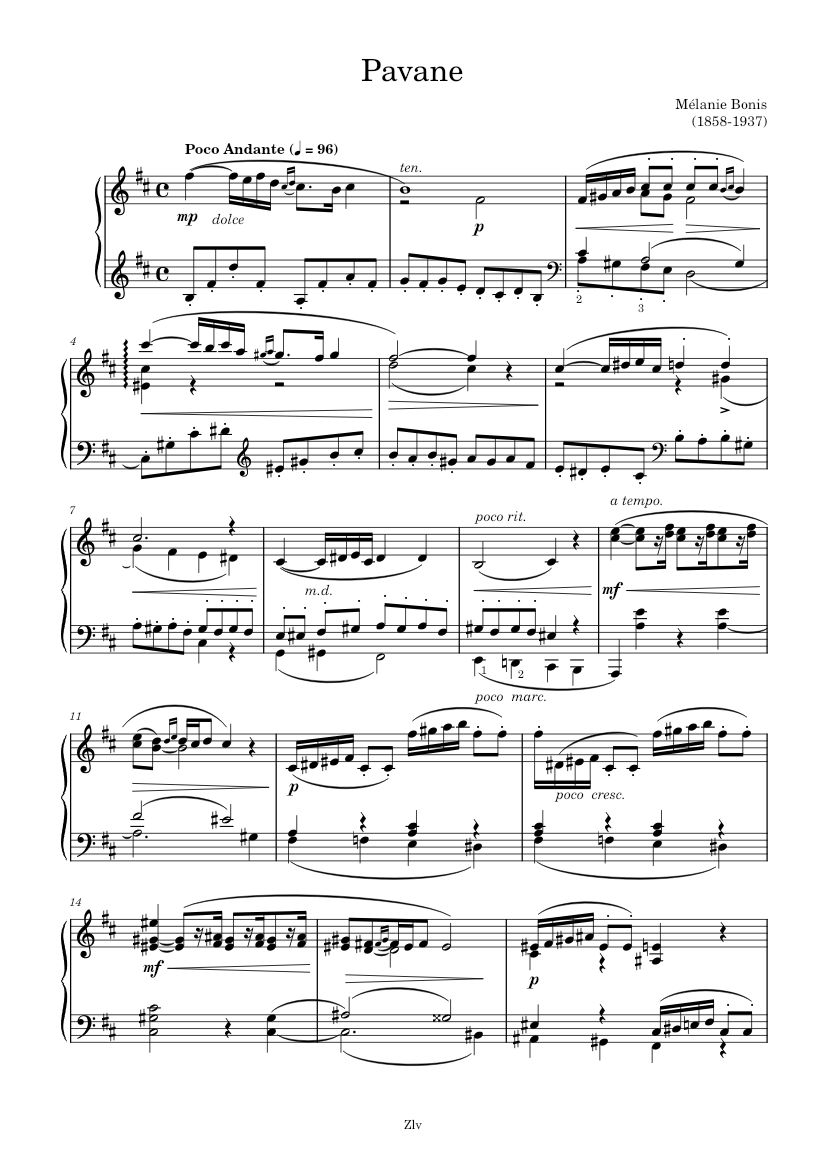 Pavane - Mélanie Bonis Sheet music for Piano (Solo) | Musescore.com