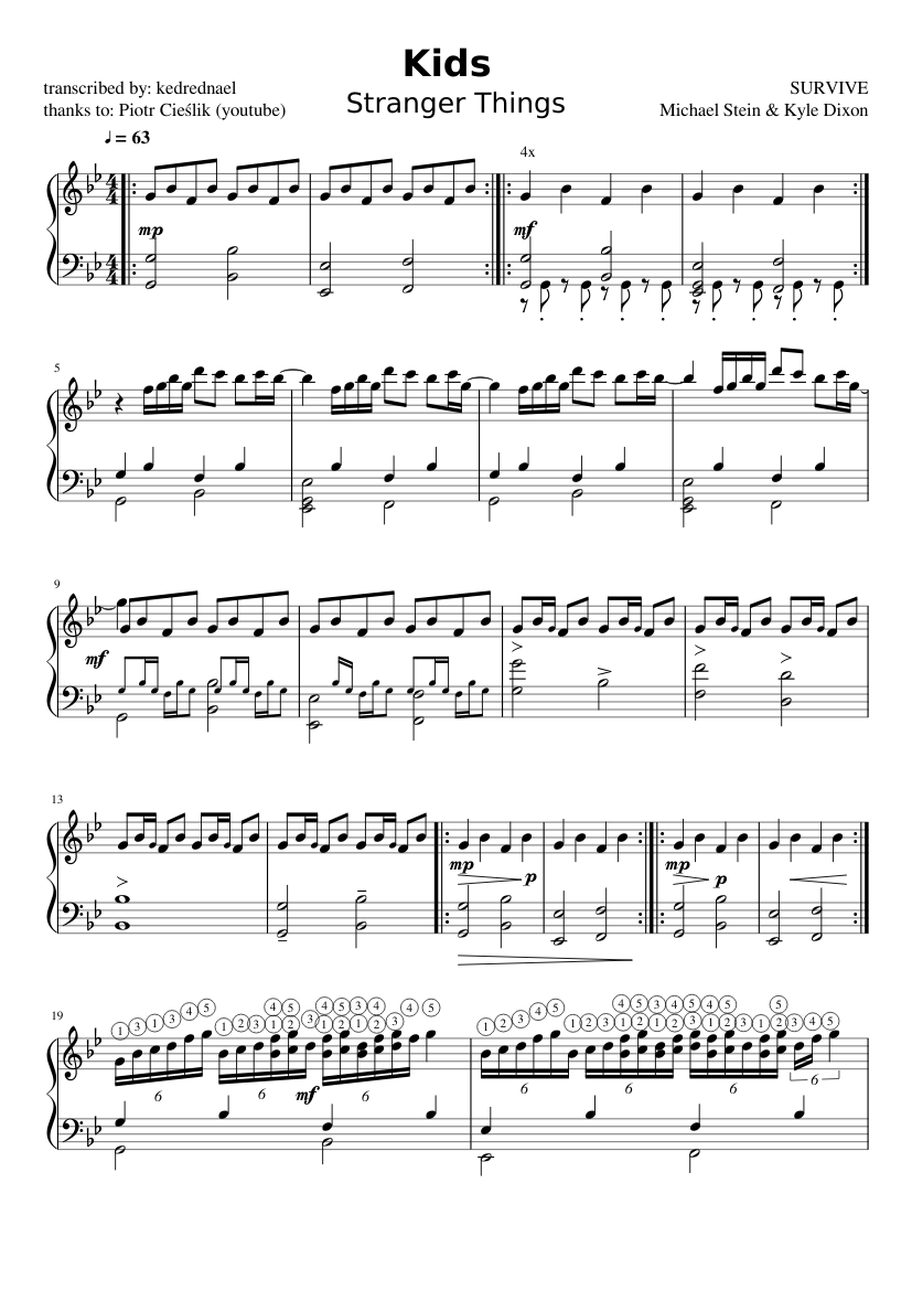 Stranger things - Kids Sheet Music for Piano (Solo) | MuseScore.com