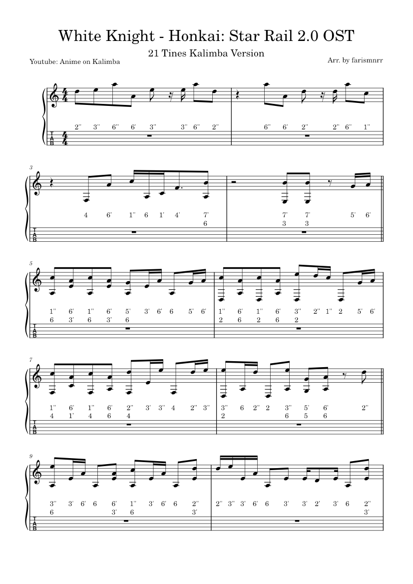 WHITE NIGHT – HOYO-MiX | Honkai Star Rail Sheet Music for Harp (Solo ...