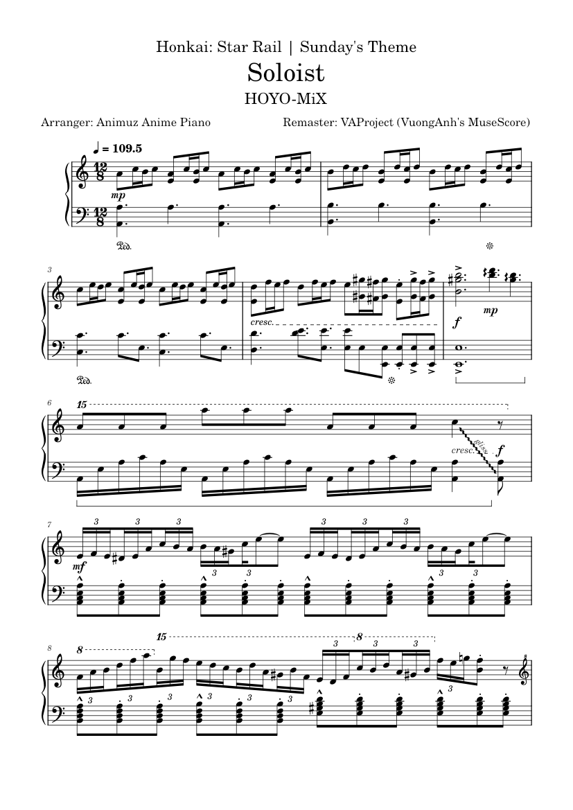 048 - Soloist / HOYO-MiX [Honkai: Star Rail | Sunday's Theme] Sheet ...