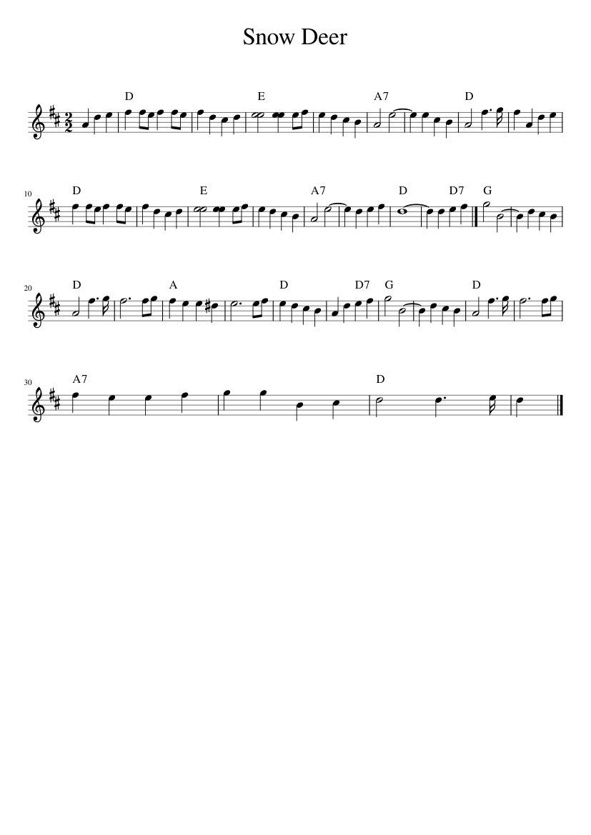 Snow Deer Sheet music for Piano (Solo) Easy | Musescore.com