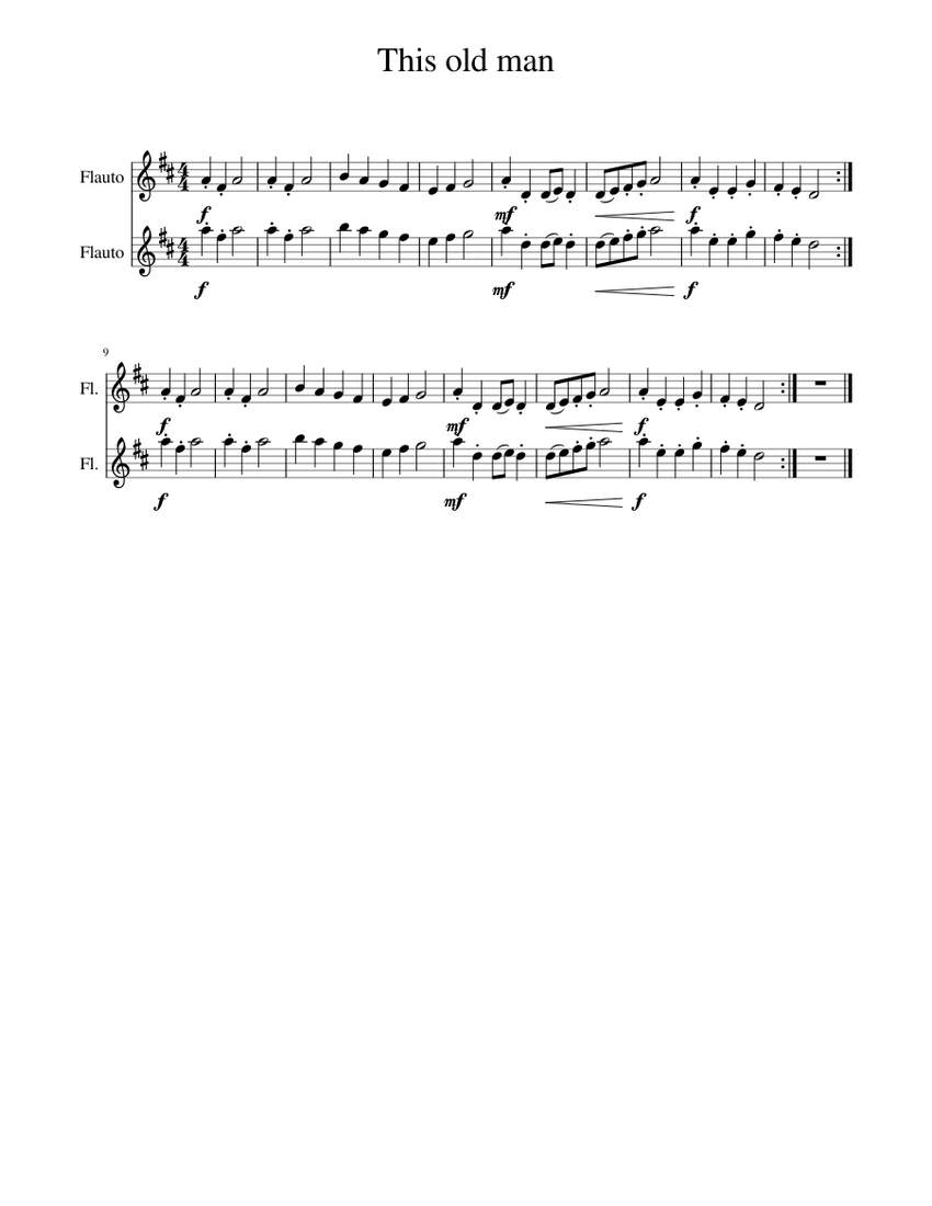 This old man Sheet music for Flute (Woodwind Duet) | Musescore.com
