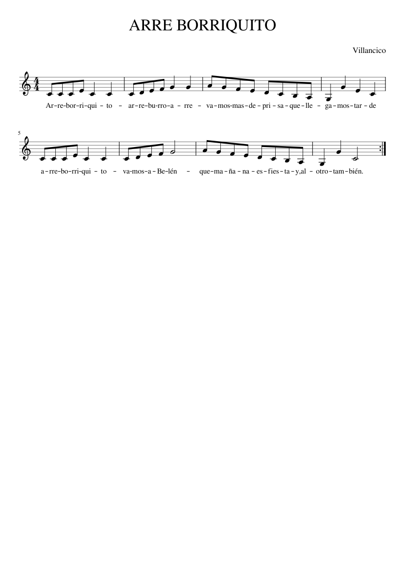 Arre Borriquito Sheet music for Piano (Solo) Easy | Musescore.com