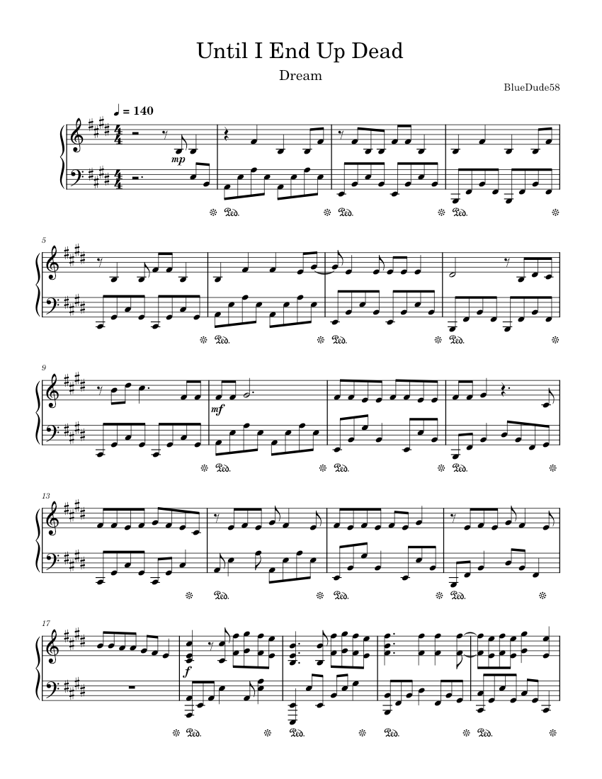 Until I End Up Dead - Dream Sheet music for Piano (Solo) | Musescore.com