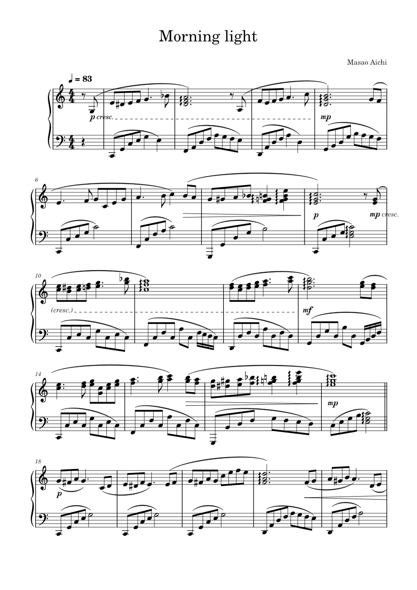 Morning light Sheet Music for Piano (Solo) | MuseScore.com