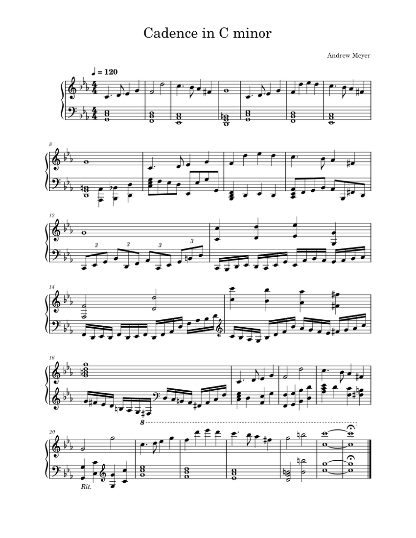 Cadence in C minor Sheet music for Piano (Solo) | Musescore.com