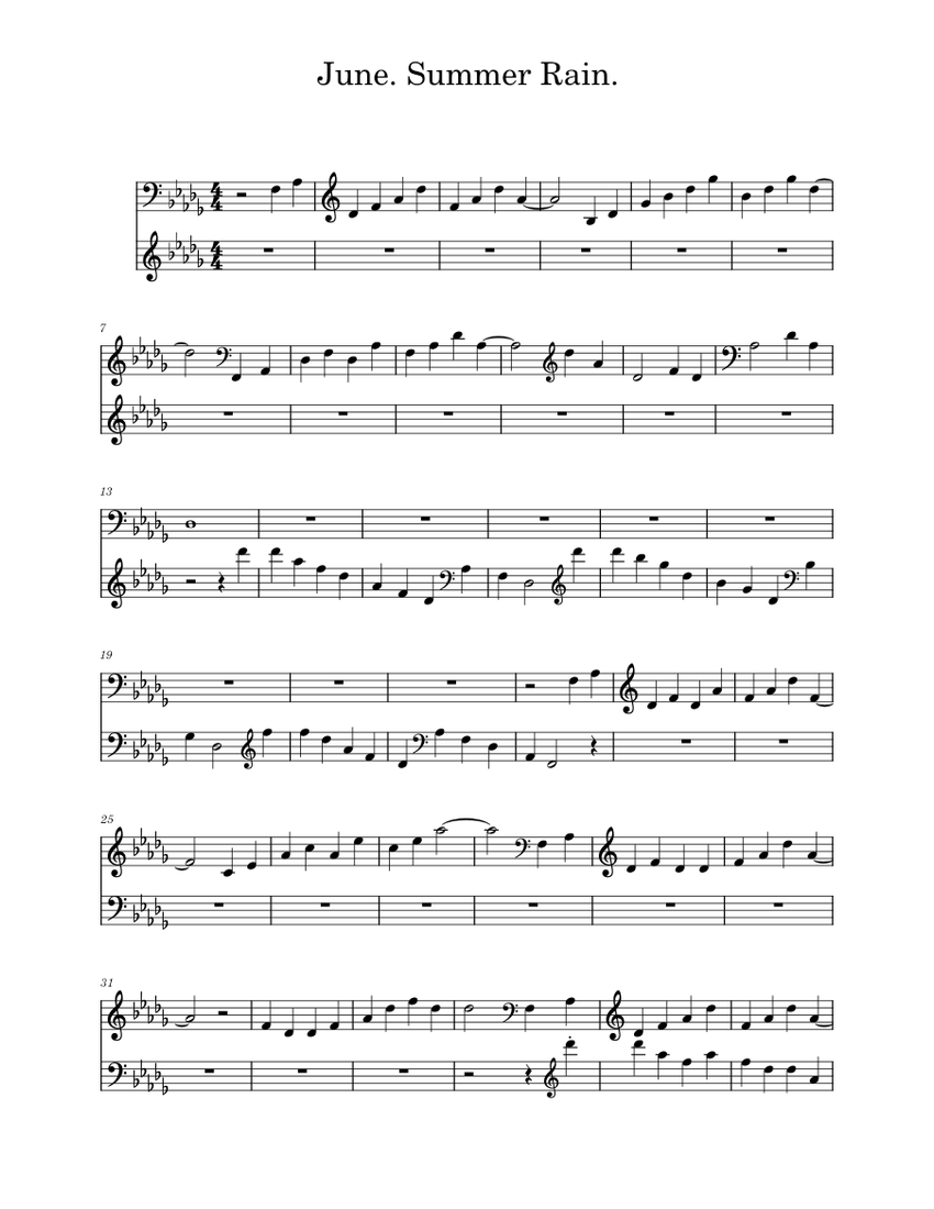 June. Summer Rain. Sheet music for Piano (Piano Duo) | Musescore.com
