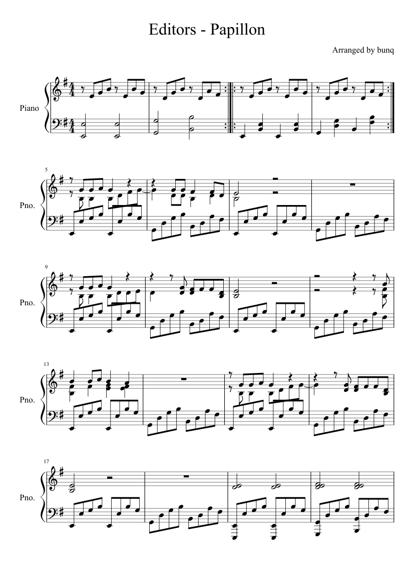 Papillon (Editors) Sheet Music for Piano (Solo) | MuseScore.com