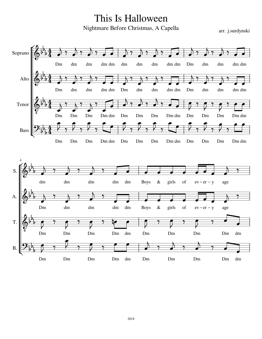 This Is Halloween Sheet music for Soprano, Alto, Tenor, Bass voice (A ...
