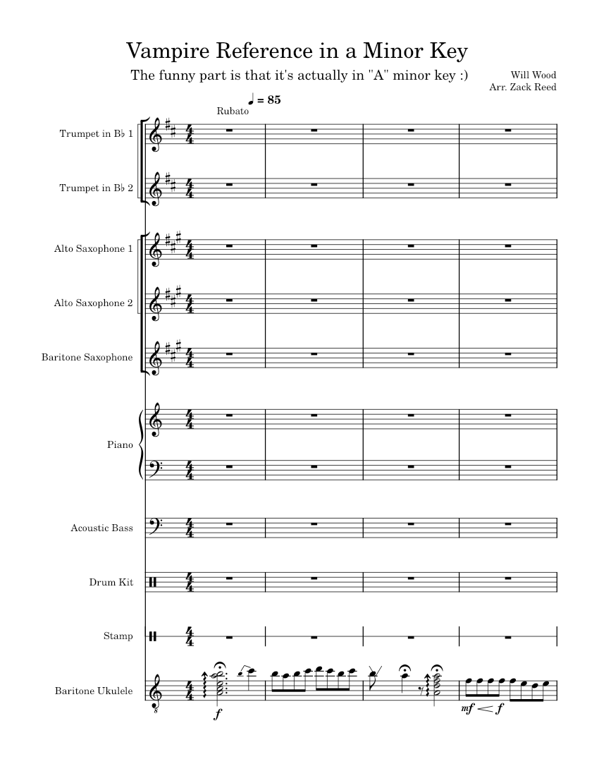 Vampire Reference in a Minor Key – Will Wood Sheet Music for Piano ...