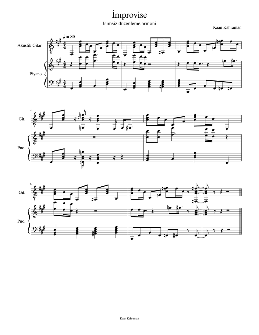 Improvise - 1 Sheet music for Piano, Guitar (Solo) | Musescore.com