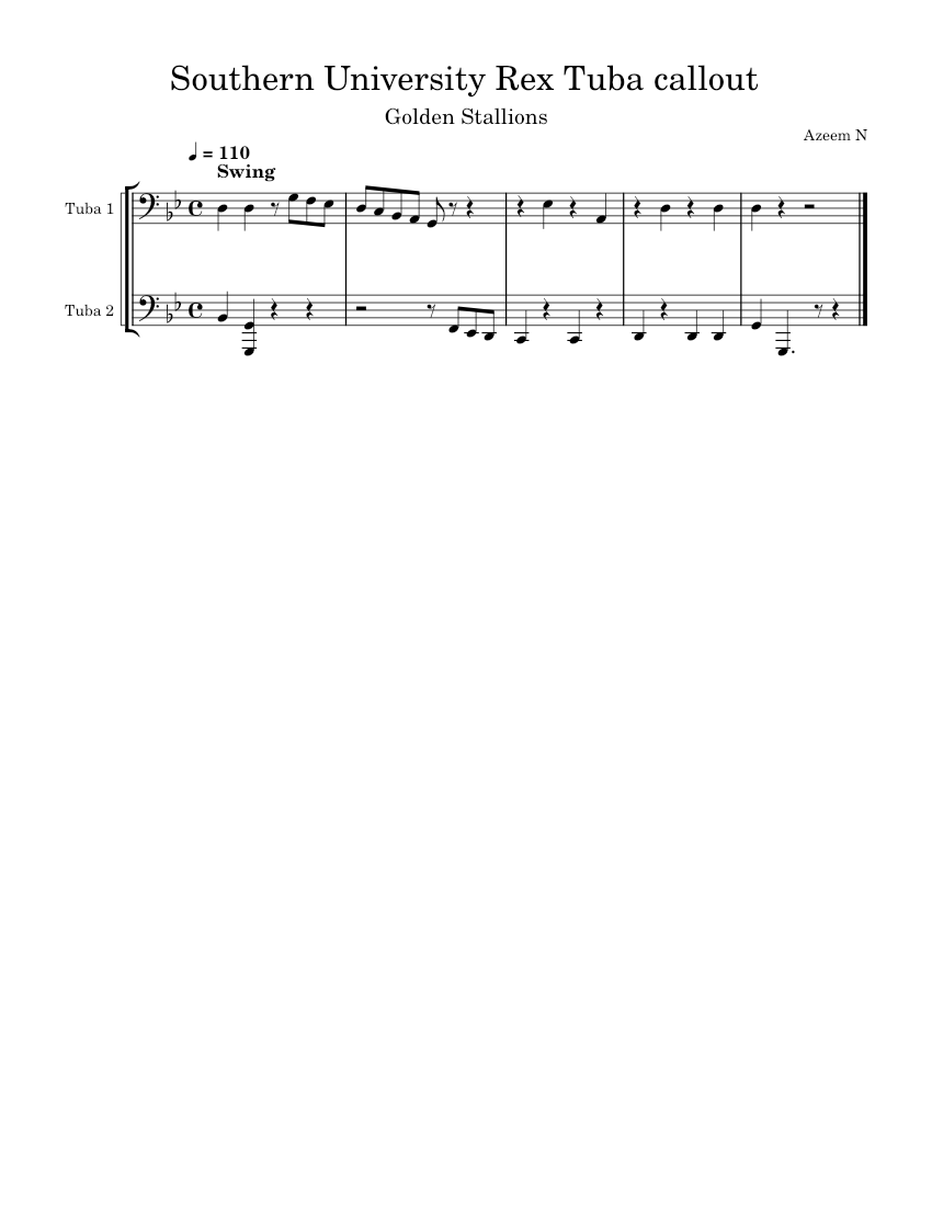 Rex – Southern University Rex Tuba callout Sheet Music for Tuba (Brass ...