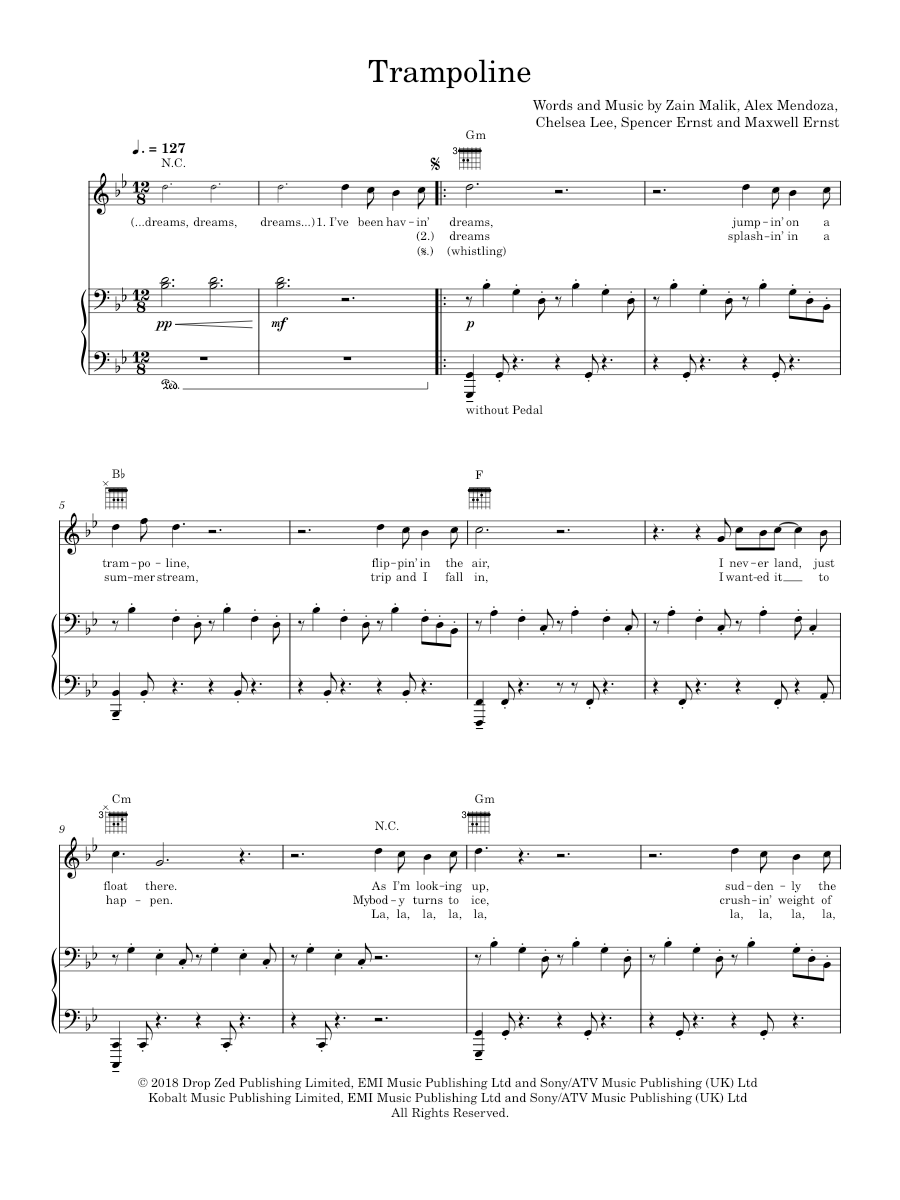 Play Official version of Trampoline sheet music by SHAED for Piano ...