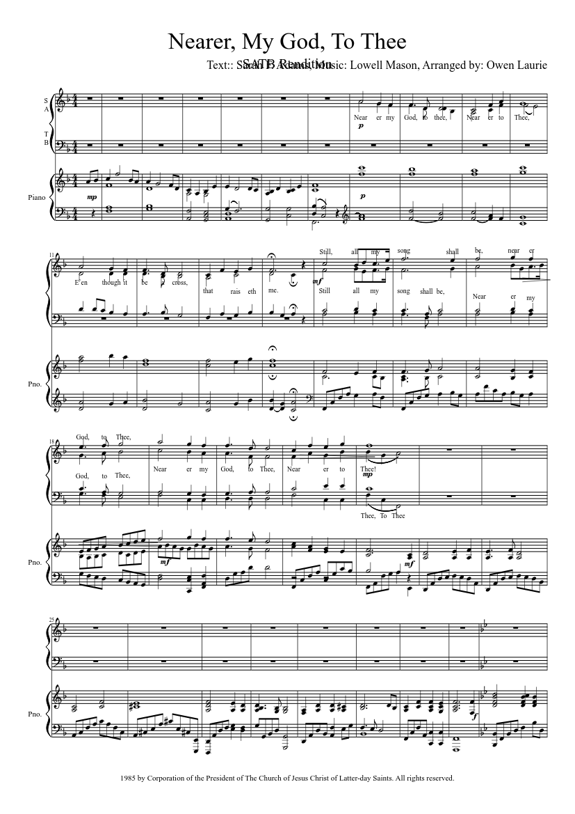 Nearer, My God, To Thee Sheet music for Piano (Solo) | Musescore.com
