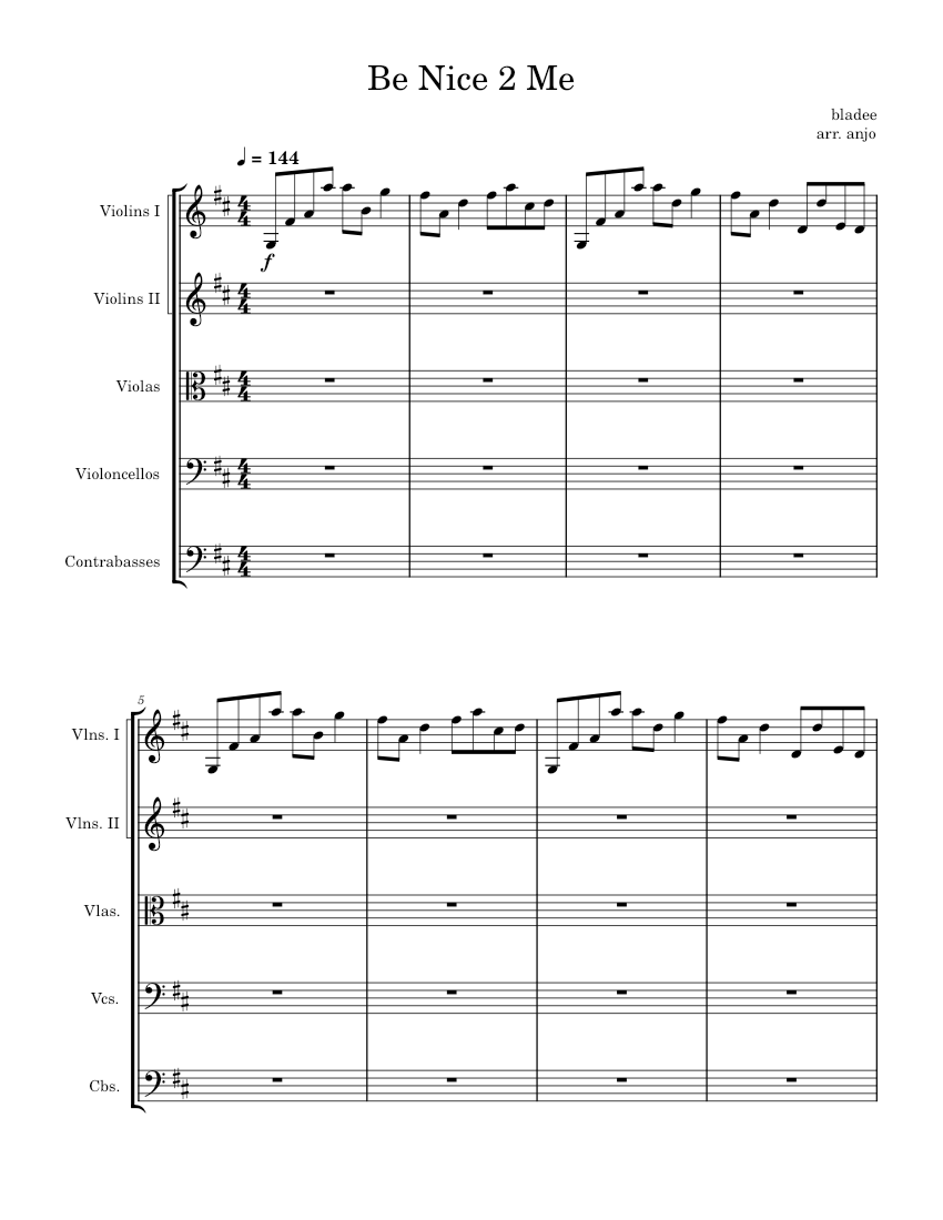 Be Nice 2 Me – Bladee Sheet music for Strings group (String Ensemble ...