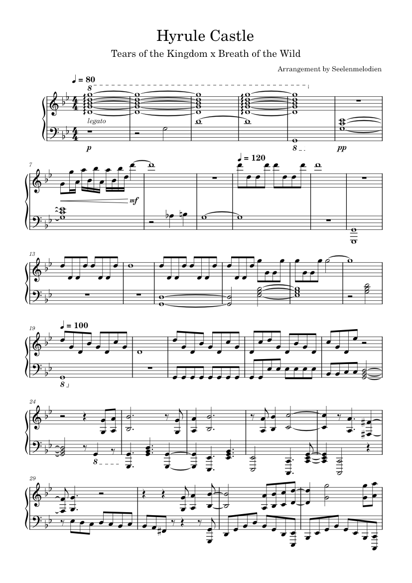 Hyrule Castle – Koji Kondo Hyrule Castle TOTK x BOTW Sheet Music for ...