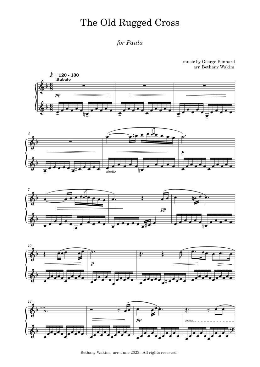 The Old Rugged Cross **live audio recording** Sheet Music for Piano ...