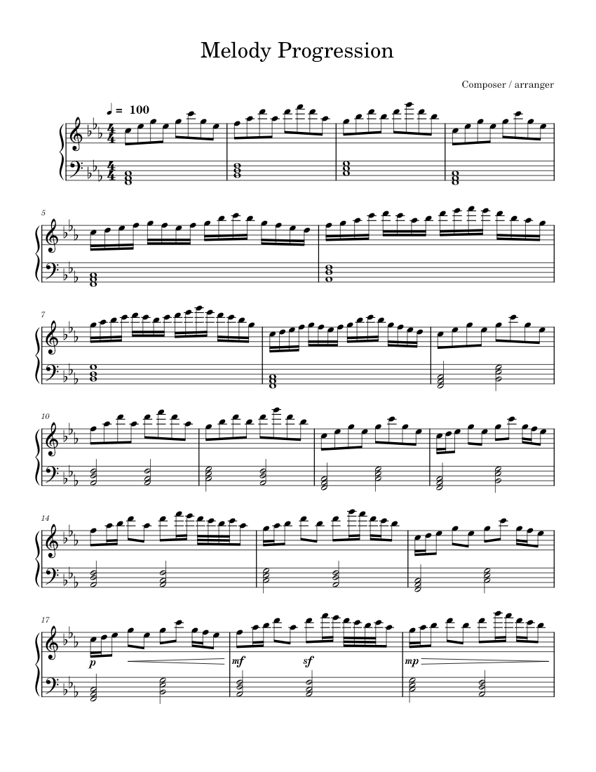 Melody Progression in C Minor Sheet music for Piano (Solo) | Musescore.com