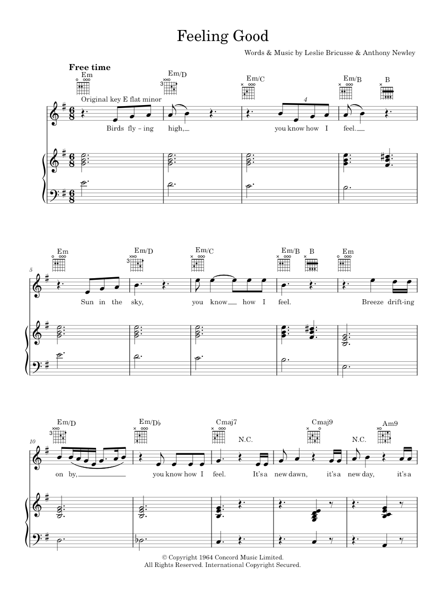 Play Official version of Feeling Good Sheet Music by Michael Bublé for ...