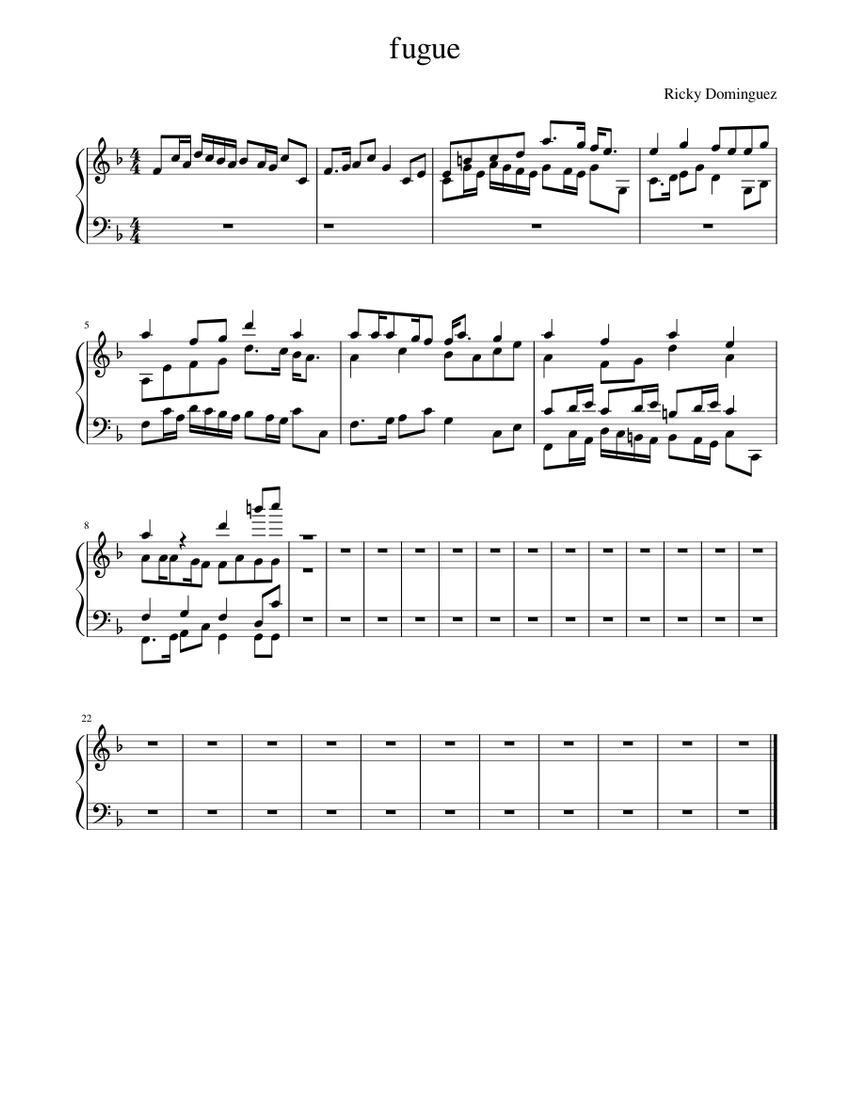 fugue Sheet music for Piano (Solo) | Musescore.com