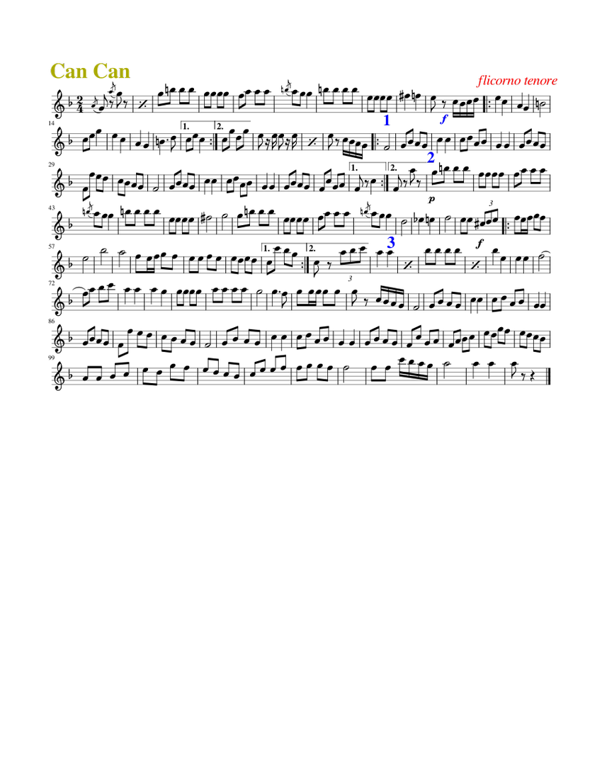 Can_Can Sheet music for Saxophone tenor (Solo) | Musescore.com