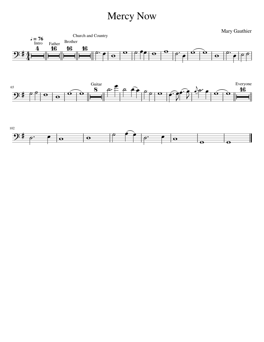 Mercy Now (in G) Sheet music for Cello (Solo) | Musescore.com