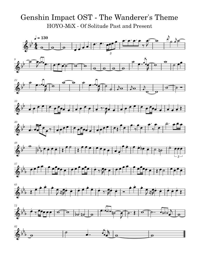 Genshin Impact OST - The Wanderer's Theme - piano tutorial