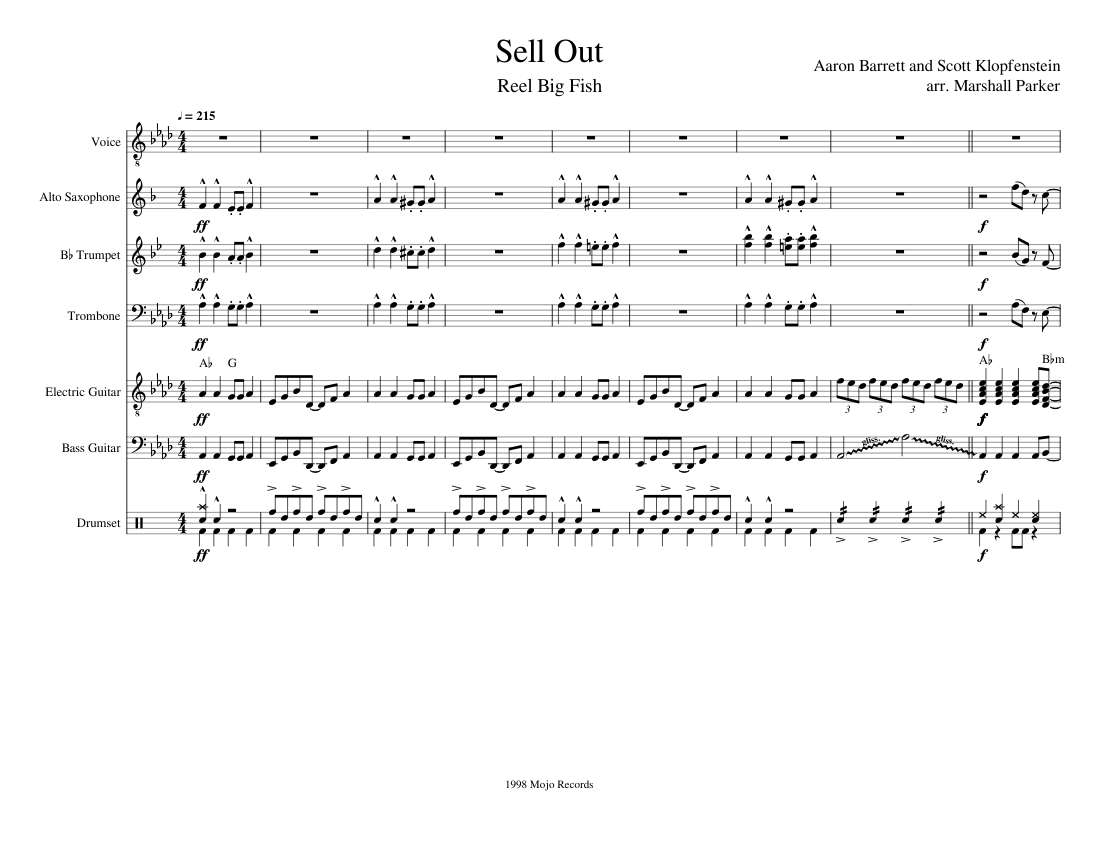 Sell Out Sheet Music with Chords for Trombone, Vocals, Saxophone alto ...