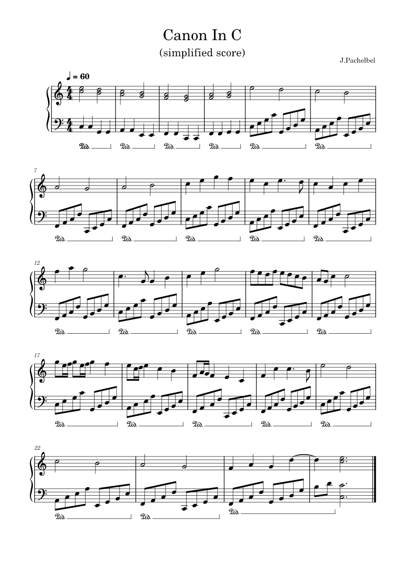 Canon in c – Johann Pachelbel (easy) Sheet Music for Piano (Solo ...