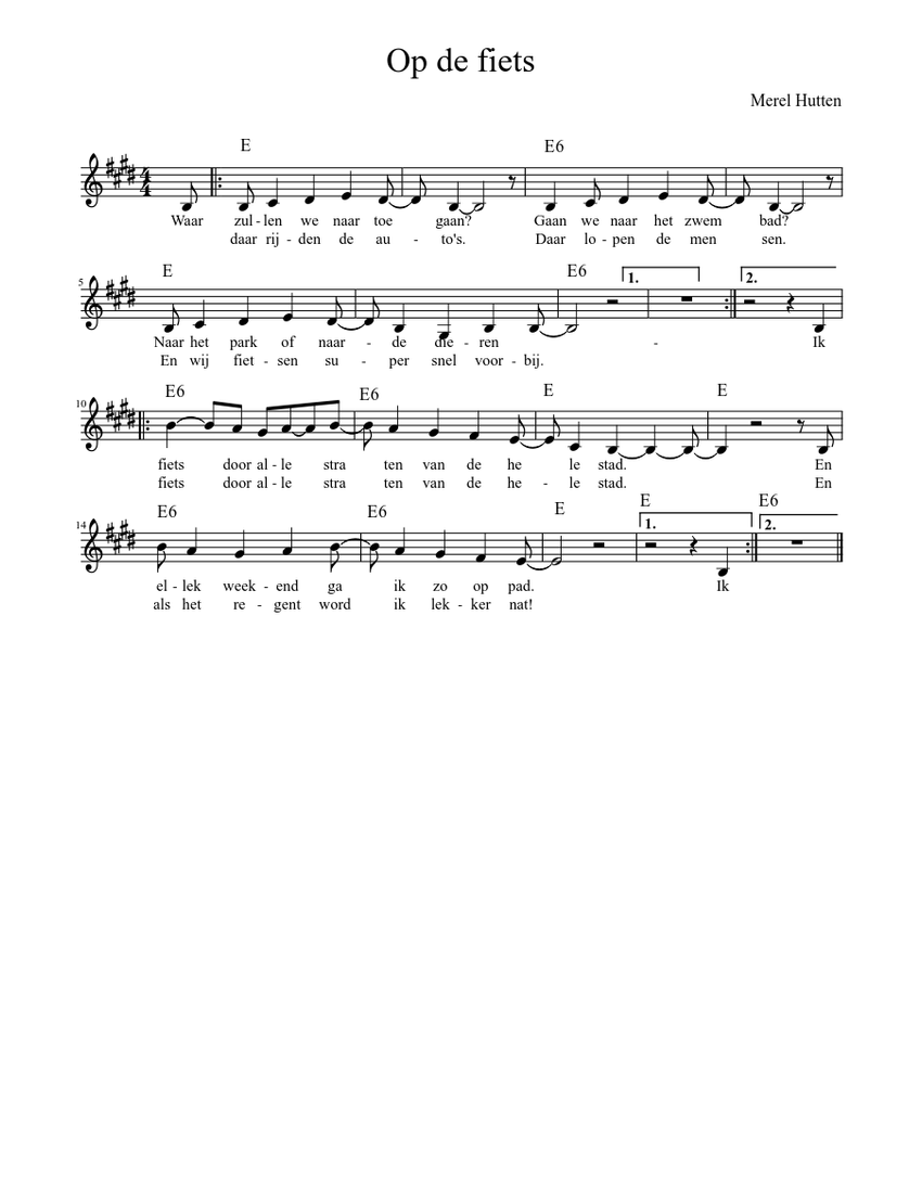 Op de fiets Sheet music for Vocals (Solo) | Download and print in PDF ...