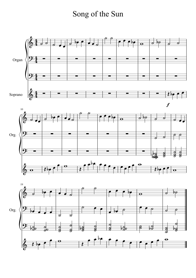 Song of the Sun Sheet Music for Organ (Solo) | MuseScore.com