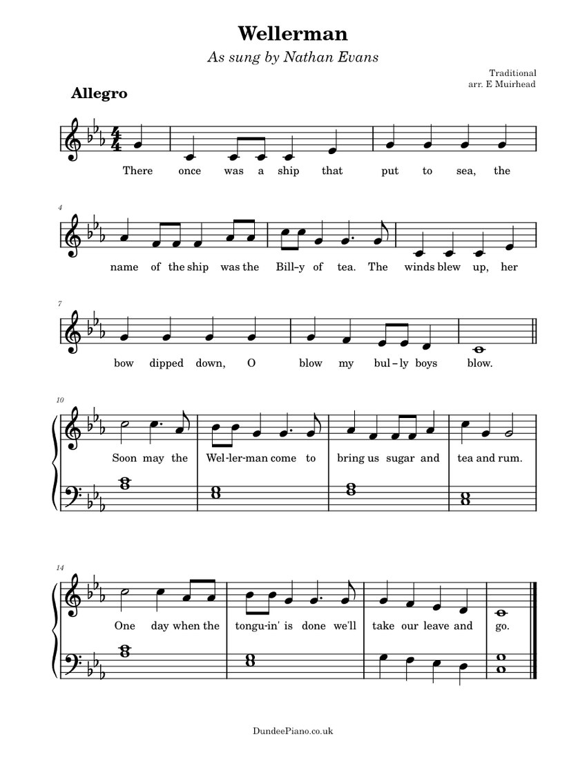 Wellerman – Misc Traditional Sheet music for Piano (Solo) Easy ...