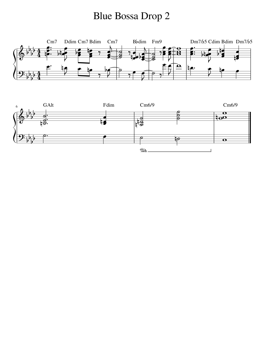 Blue Bossa – Kenny Dorham Sheet music for Piano (Solo) Easy | Musescore.com