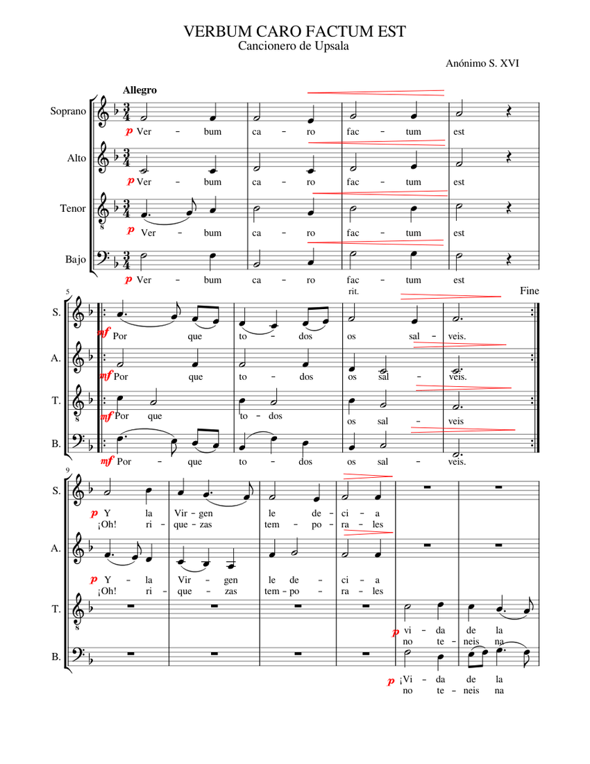 Verbum caro factum est – Anonymous VERBUM CARO FACTUM EST Sheet music ...