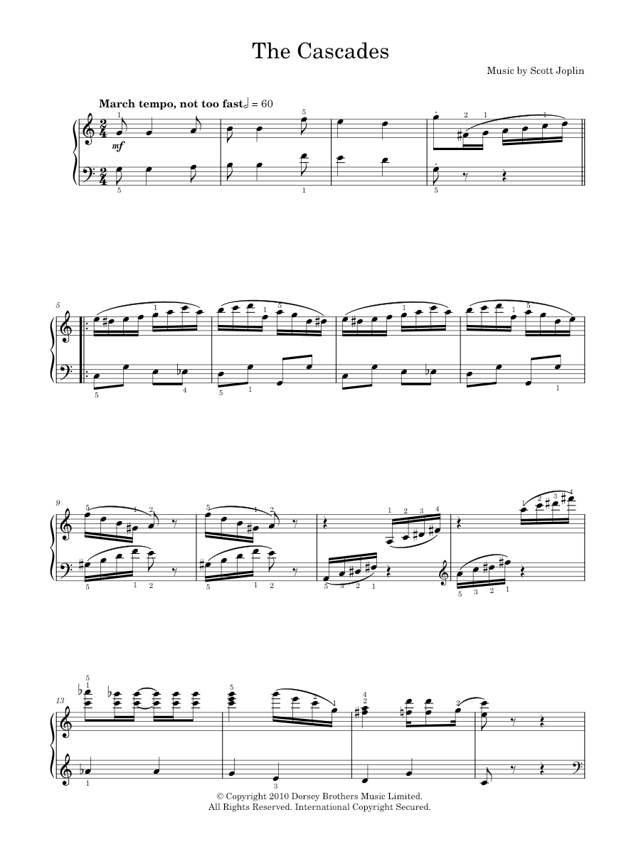 Play Official version of The Cascades sheet music by Scott Joplin for Piano | MuseScore.com
