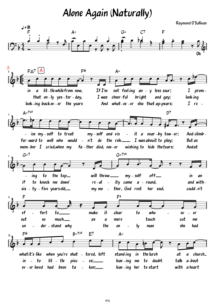 Alone Again (Naturally) (Lead sheet with lyrics and accompaniement ...