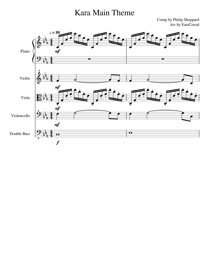 Kara Main Theme Sheet music for Piano, Contrabass, Violin, Viola & more ...