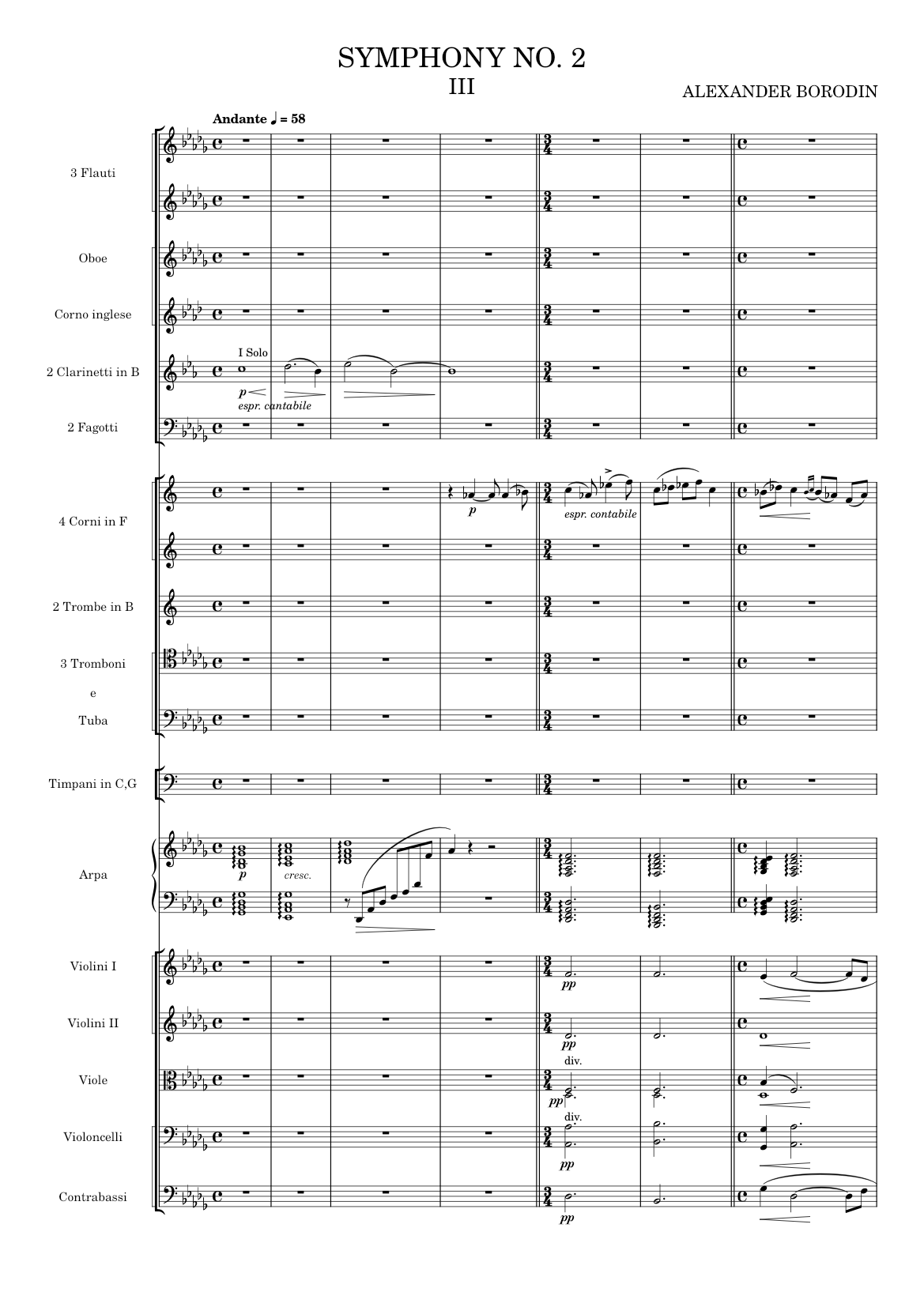 Symphony No.2 – III. Andante - Aleksandr Borodin Sheet music for Tuba, Trombone tenor, Flute ...