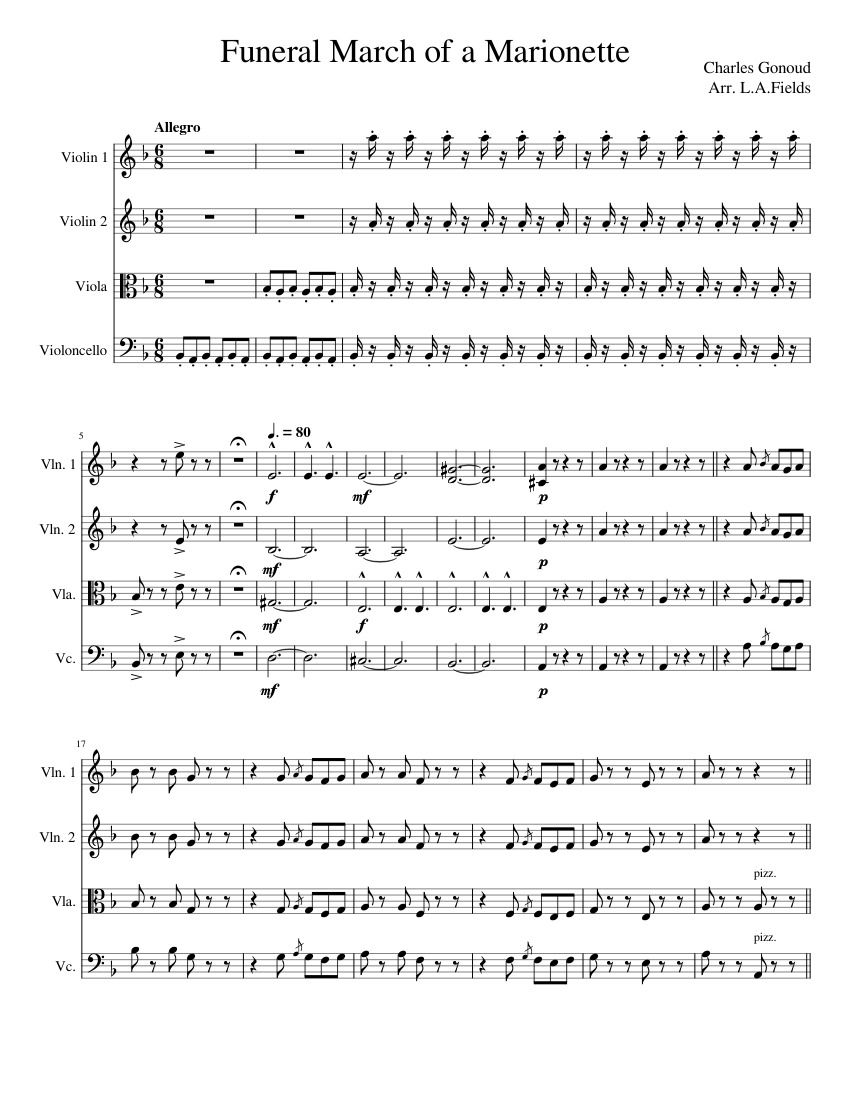 Funeral March of a Marionette – Charles Gounod Sheet music for Violin ...
