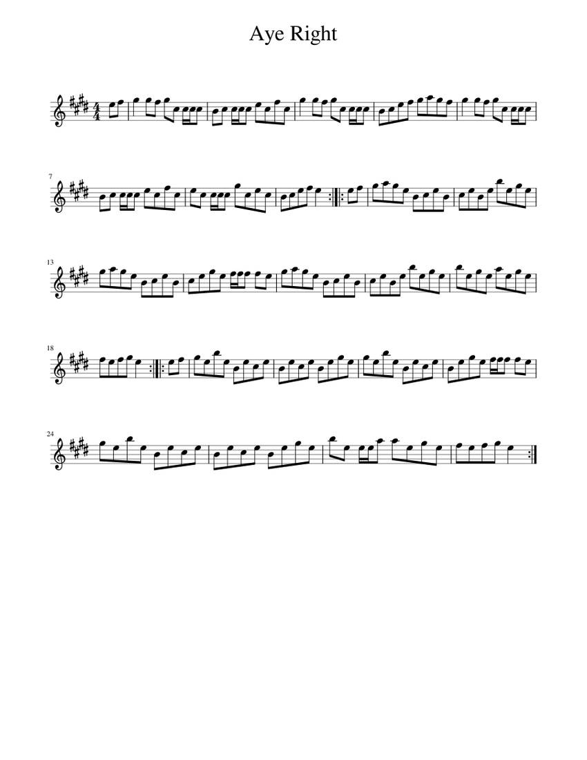 Aye Right Sheet music for Piano (Solo) Easy | Musescore.com