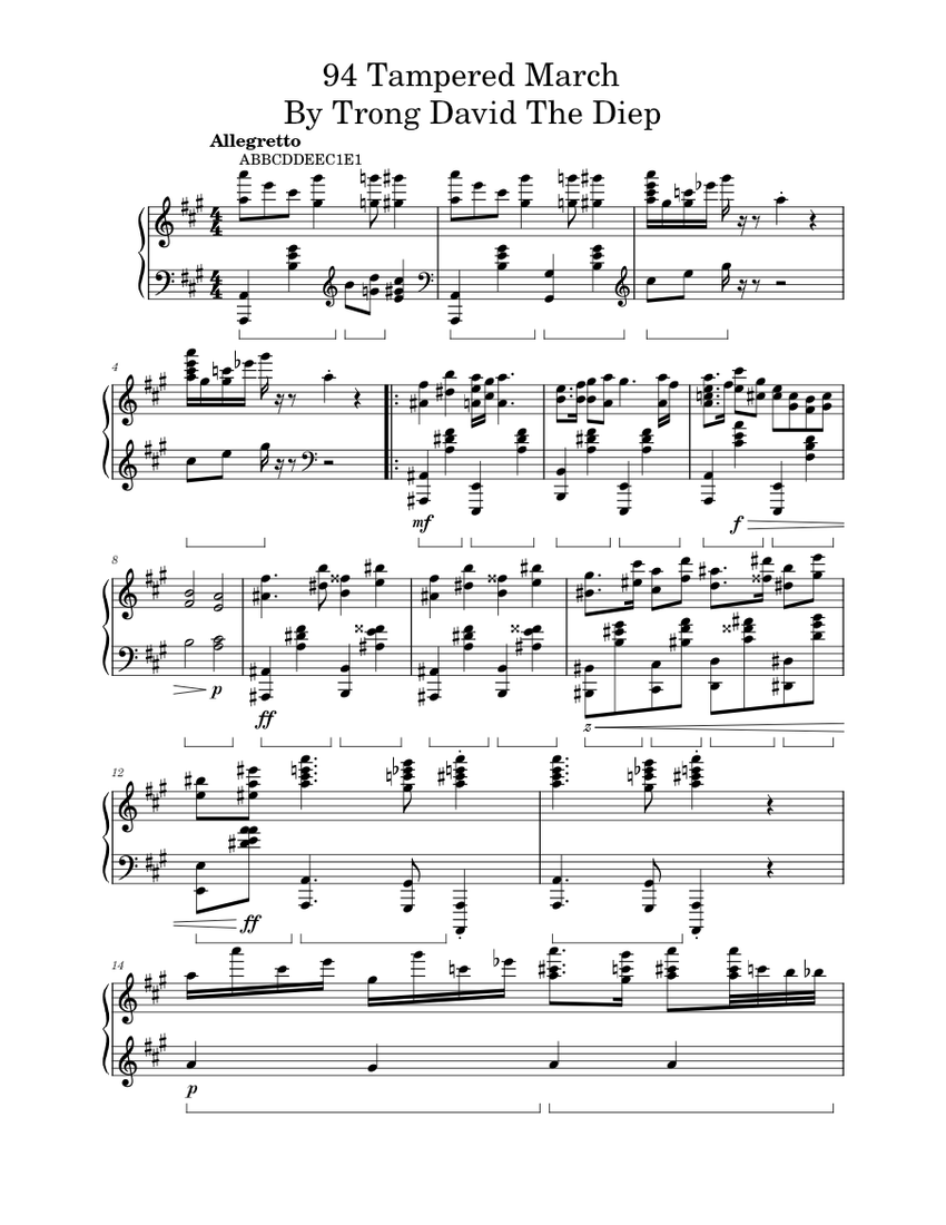 ( 94 ) Tampered March by Trong David The Diep Sheet music for Piano ...