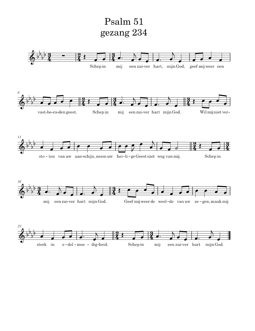 Psalm 51 – W. Kersters psalm 51 Sheet music for Piano (Solo) Easy ...