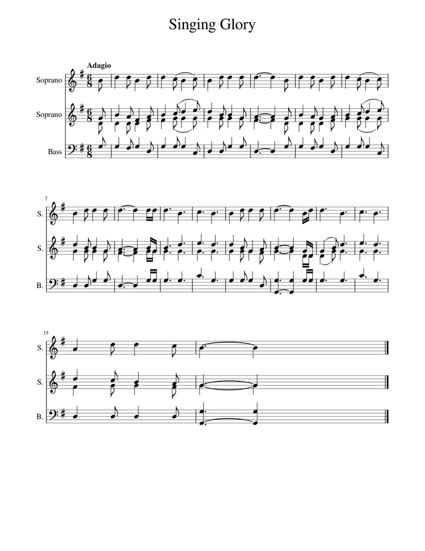 Singing Glory Sheet music for Bass guitar (Solo) | Musescore.com