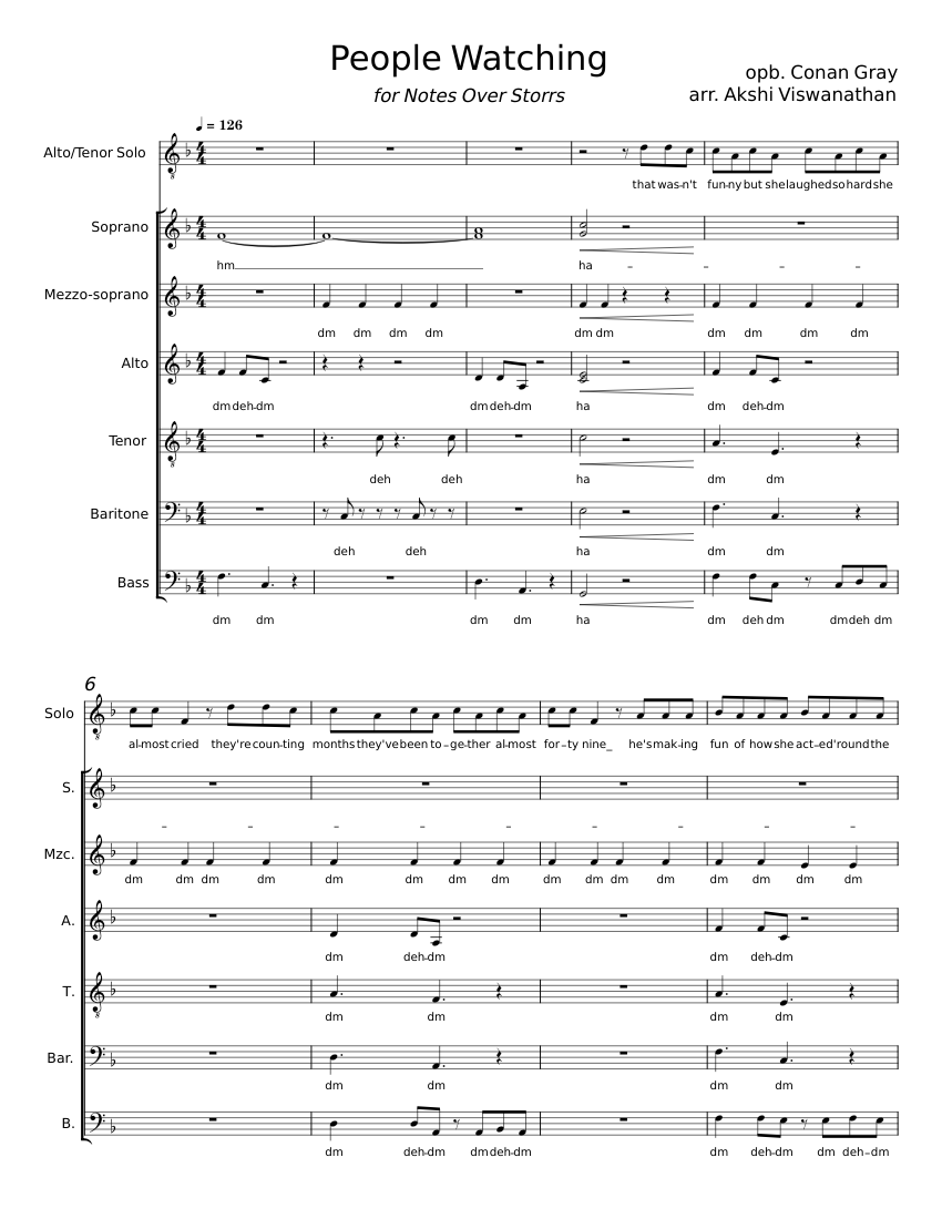 People Watching - Conan Gray Sheet Music for Bass guitar, Synthesizer ...
