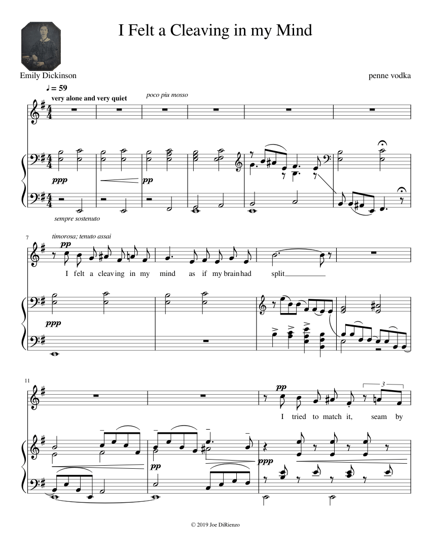 I Felt a Cleaving in my Mind Sheet music for Piano, Vocals (Piano-Voice ...