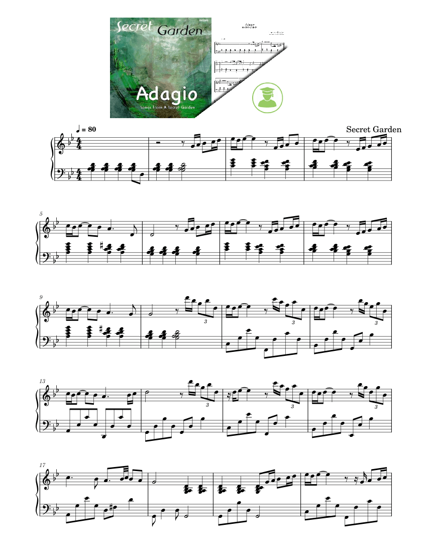 Secret Garden - Adagio Sheet Music for Piano (Solo) | MuseScore.com