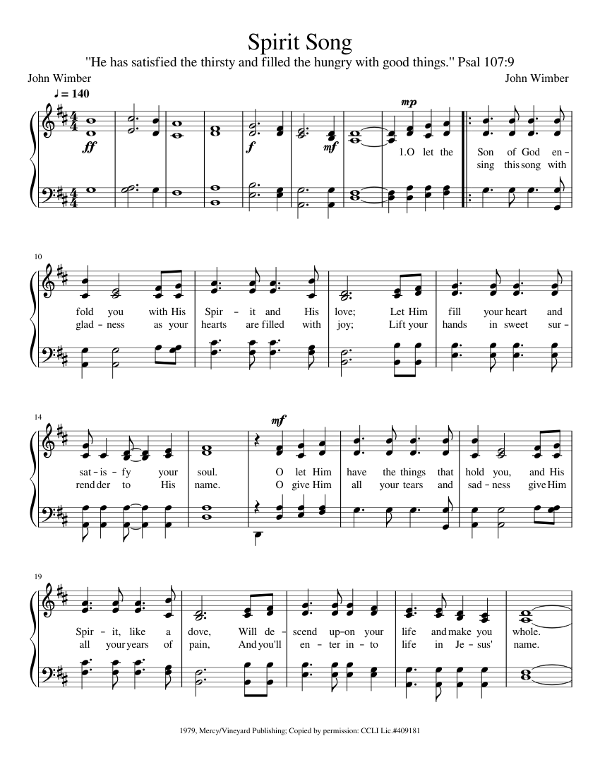 Spirit Song Sheet music for Piano (Solo) | Musescore.com
