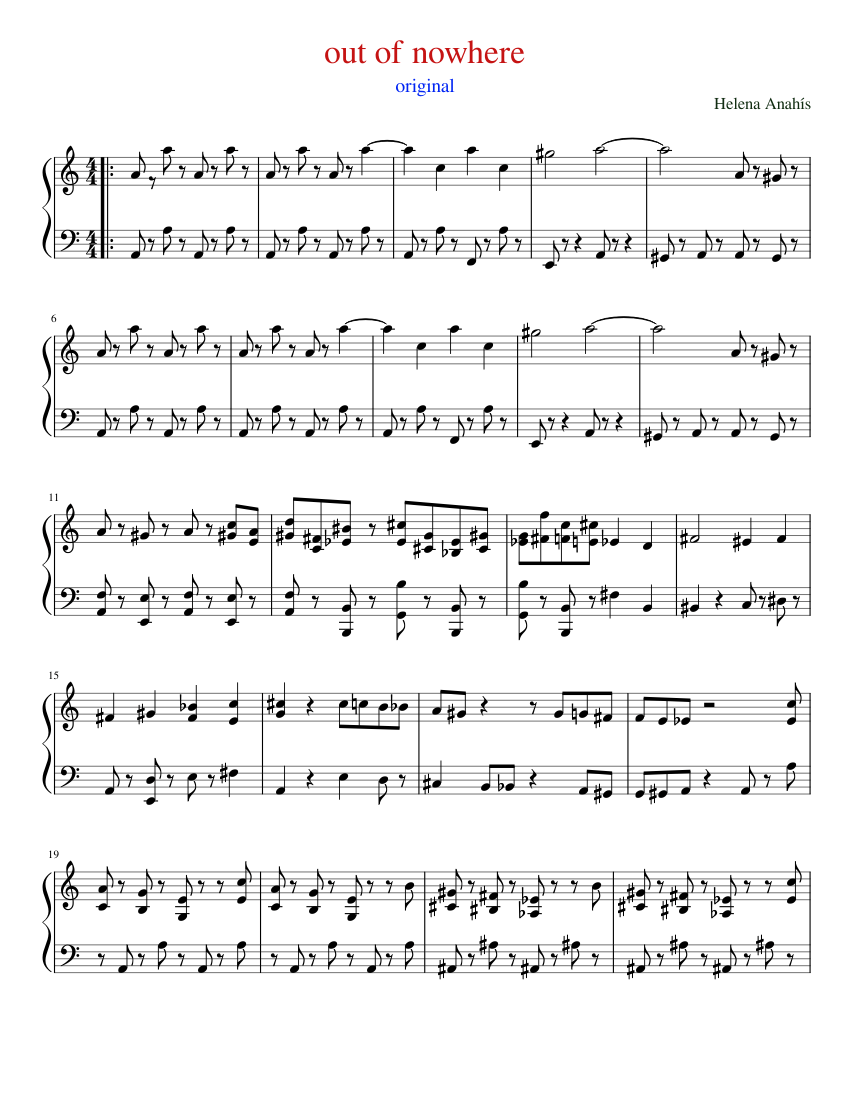 out of nowhere |piano original | Helena Anahís Sheet music for Piano ...